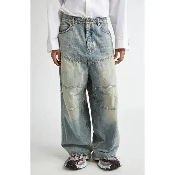 Balenciaga Baggy Paneled Jeans - 5760 Stained | Editorialist